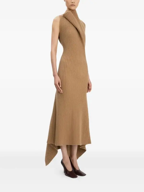 Victoria Beckham Ribbed Draped Midi Dress
