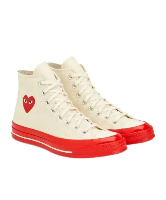Comme Des Garçons Heart Logo High-top Sneakers - Nude