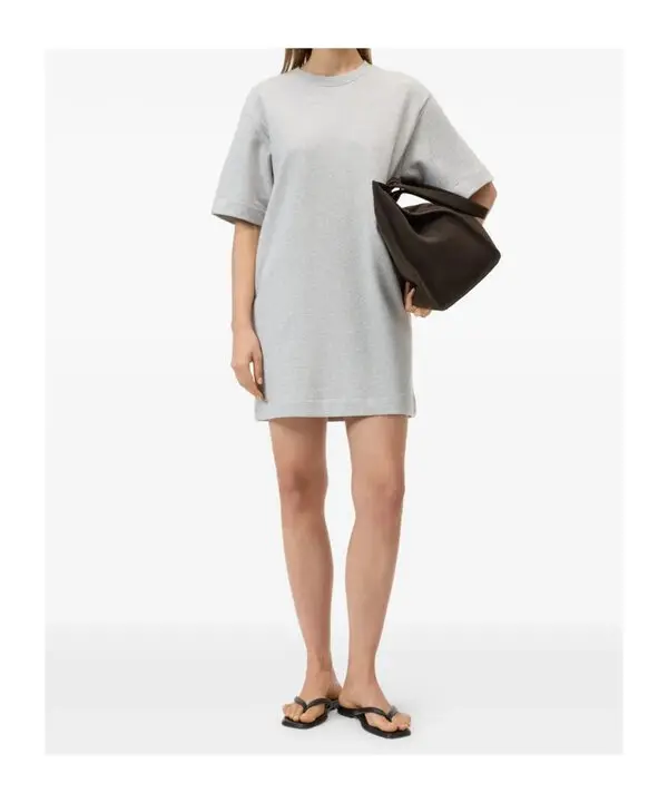 Closed Short-sleeve Crewneck Mini Dress With Pockets