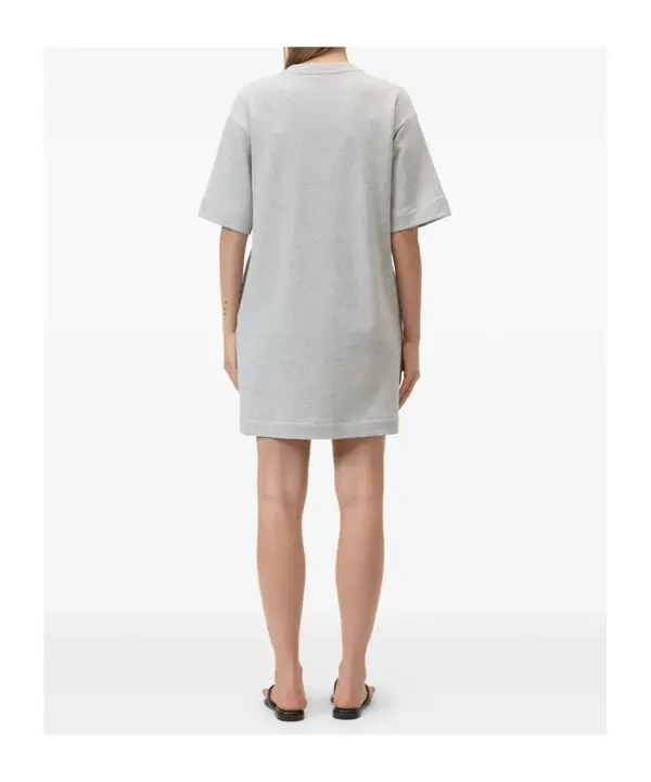 Closed Short-sleeve Crewneck Mini Dress With Pockets
