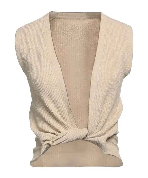 Jacquemus Two-tone Knit Sleeveless Top With Deep V-neck - Beige