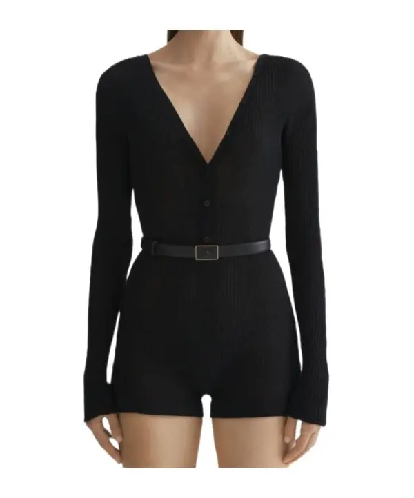 MUGLER Buckle V-neck T-shirt