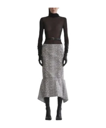 MUGLER High Neck Long Sleeve Top - Gray