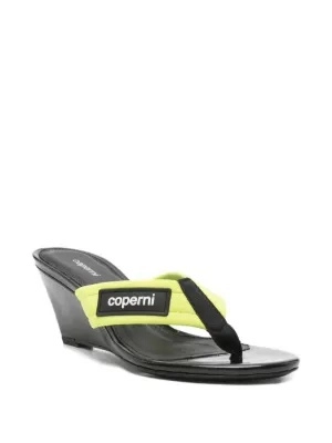 Coperni Logo-patch Wedge Thong Sandals - Black
