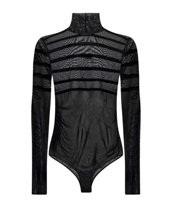 JEAN PAUL GAULTIER Long Sleeve High Neck Bodysuit - Black