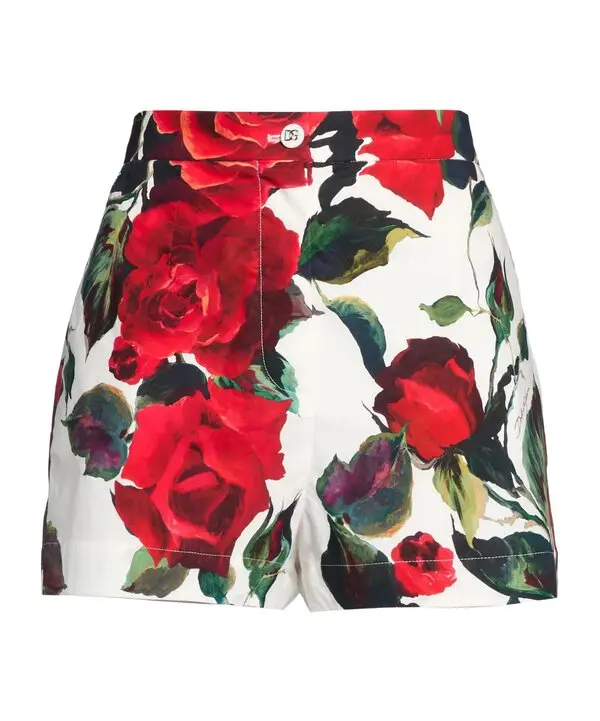 Dolce & Gabbana Floral Print Poplin Shorts - Red