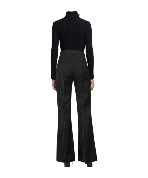 MAISON MARGIELA High Waisted Pinstriped Wide Leg Trousers