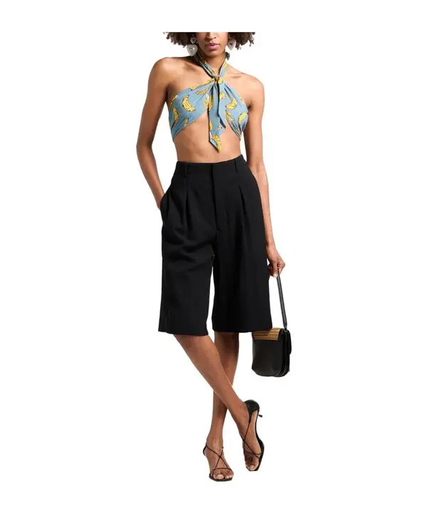 Dolce & Gabbana Printed Crepe Halterneck Crop Top