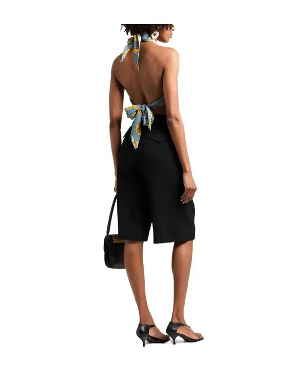Dolce & Gabbana Printed Crepe Halterneck Crop Top