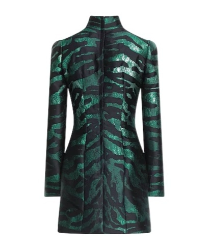 Dolce & Gabbana Multicolor Metallic Jacquard Tiger Print Long Sleeve Turtleneck Mini Dress