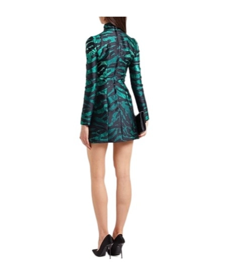 Dolce & Gabbana Multicolor Metallic Jacquard Tiger Print Long Sleeve Turtleneck Mini Dress