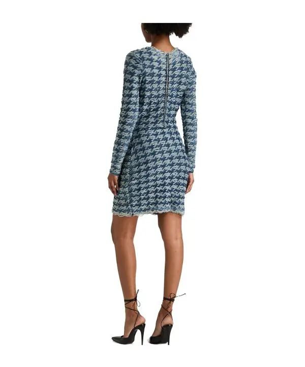 DIESEL® Two-tone Jersey Bodycon Dress With Crewneck And Zip Fastening - Blue
