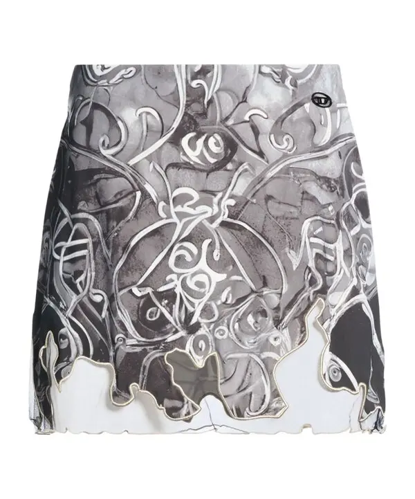 DIESEL® Flared Mini Skirt With Tulle Overlay - Grey