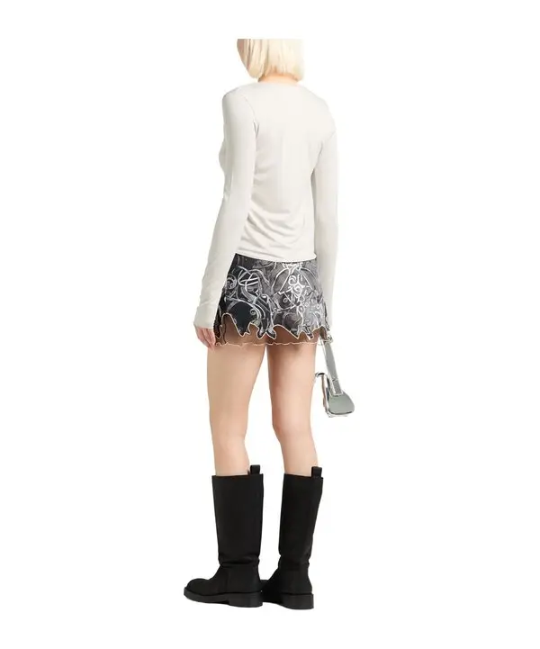 DIESEL® Flared Mini Skirt With Tulle Overlay - Grey