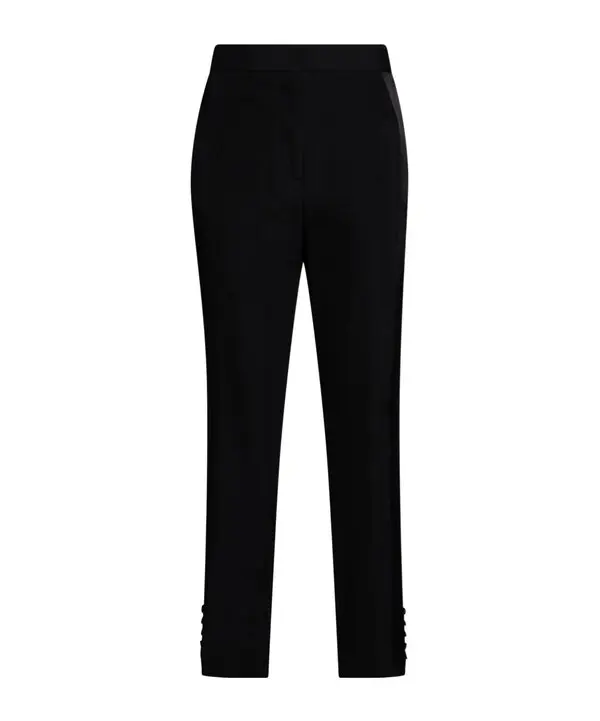 Burberry Tapered Flannel Trousers With Satin Trim