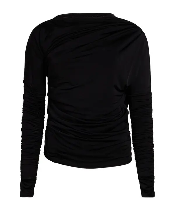 GANNI Long Sleeve Gathered Stretch Top