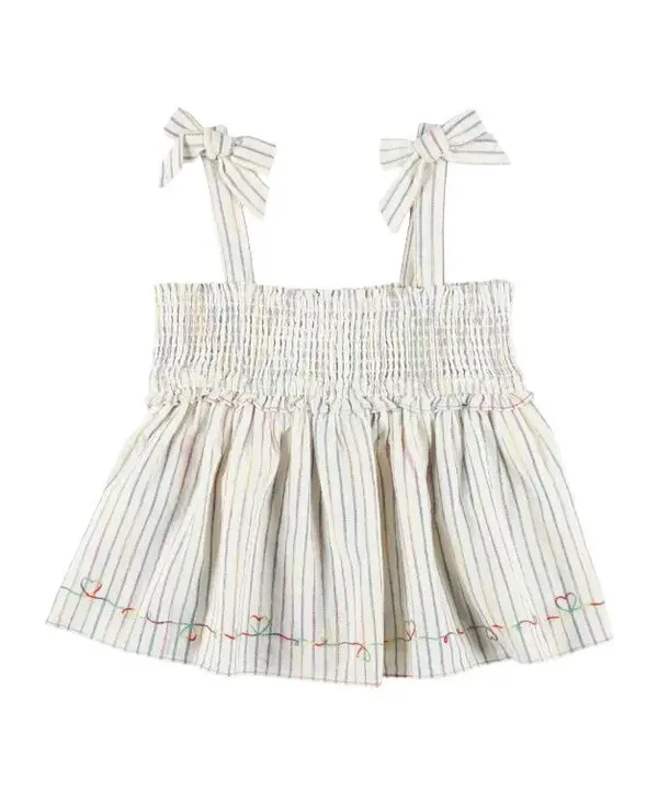 Zimmermann Smocked Striped Top With Bow Tie Straps