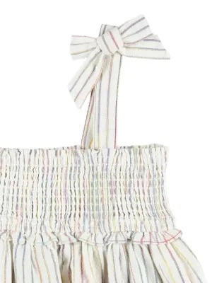 Zimmermann Smocked Striped Top With Bow Tie Straps