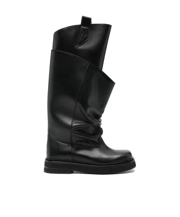 Attico Leather Pull-on Boots - Black