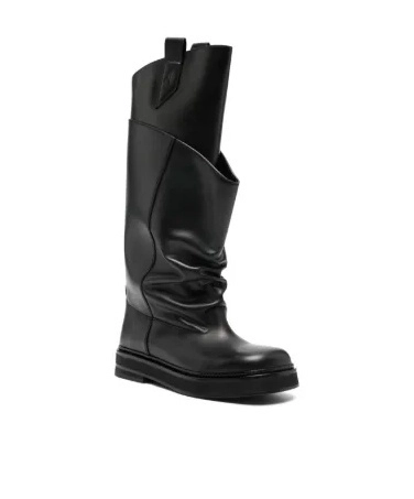 Attico Leather Pull-on Boots - Black