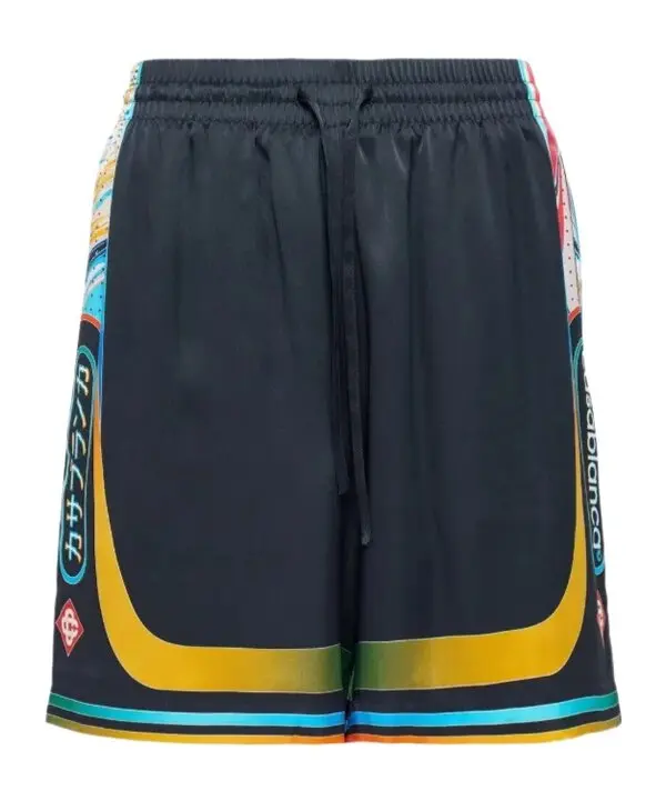 Casablanca Printed Drawstring Shorts - Black