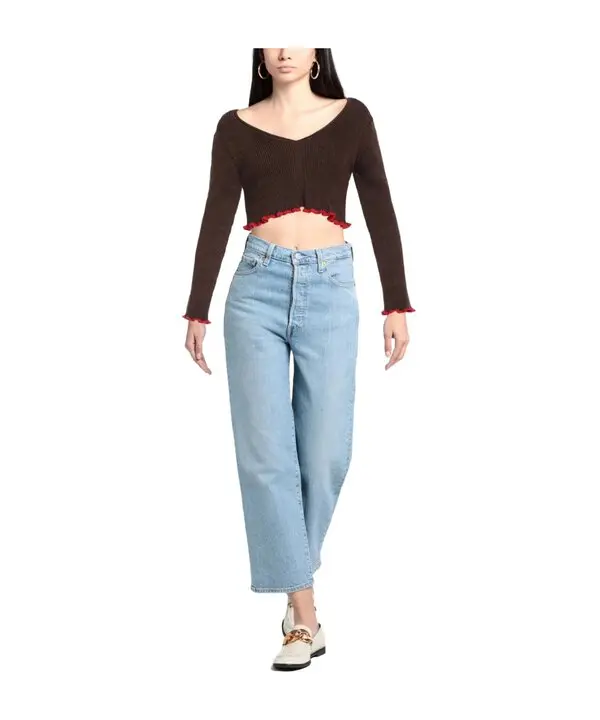 Jacquemus Solid-colored V-neck Cropped Knit Top