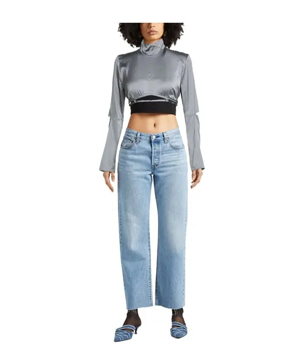 Jacquemus Solid Satin Cropped Top