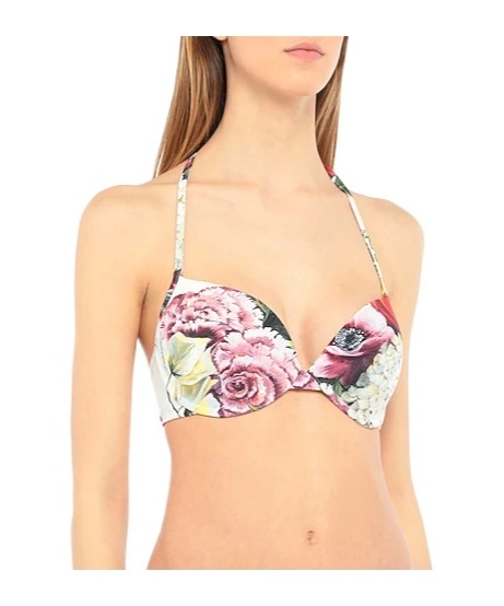 Dolce & Gabbana Floral Print Halterneck Bikini Top - White