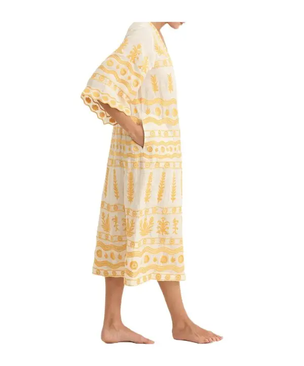 ERES Luxuriance Embroidered V-neck Midi Dress