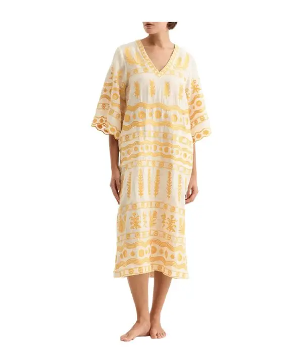 ERES Luxuriance Embroidered V-neck Midi Dress