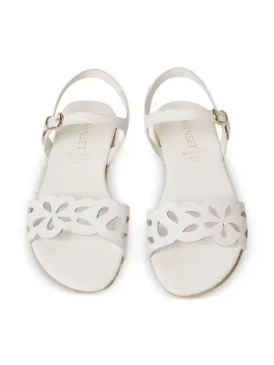 TWINSET Floral Detail Leather Sandals