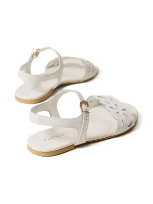 TWINSET Floral Detail Leather Sandals