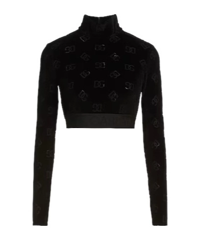 Dolce & Gabbana Chenille Cropped Turtleneck Top