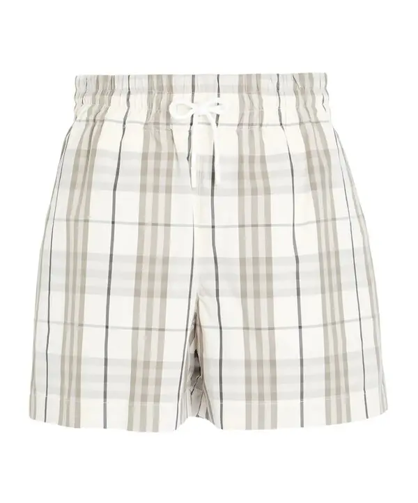 Burberry Plaid Poplin Drawstring Shorts - Off White
