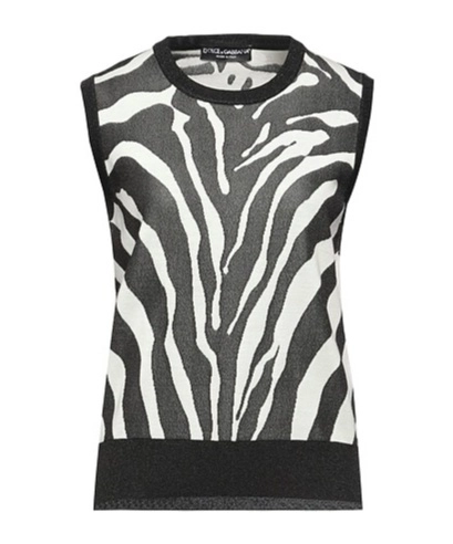 Dolce & Gabbana Zebra Print Knit Vest - Black