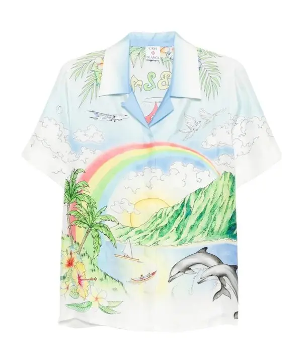 Casablanca Cuban-collar Printed Shirt