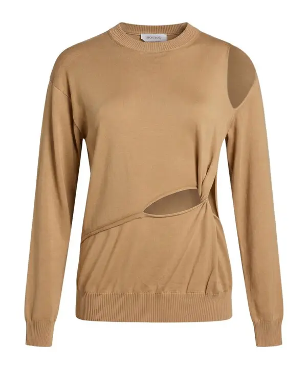Sportmax Wool Knitwear With Rhinestone Embellishments - Sand-colored