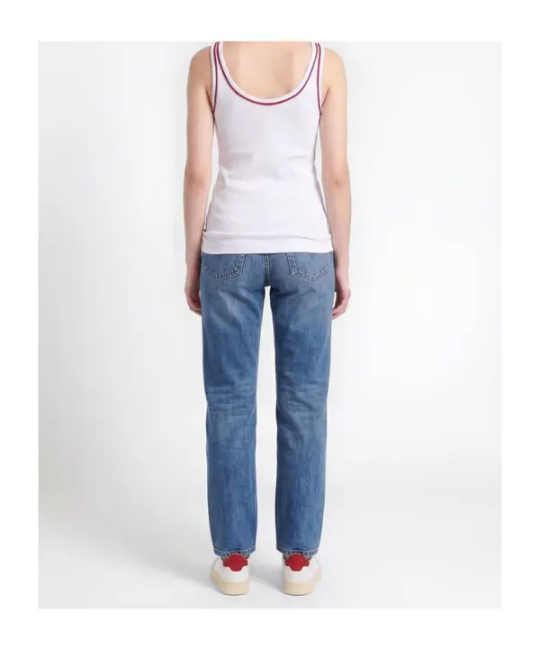 Brunello Cucinelli Sleeveless Ribbed Jersey Top With Appliqués - White