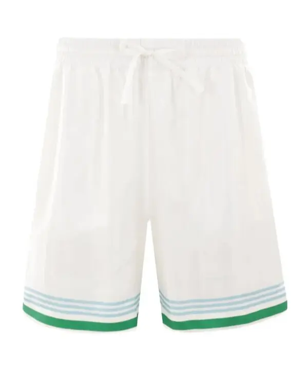 Casablanca Silk Drawstring Shorts - White