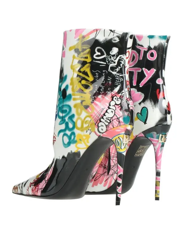 Dolce & Gabbana Printed Pointed Toe Zip Up Ankle Boots