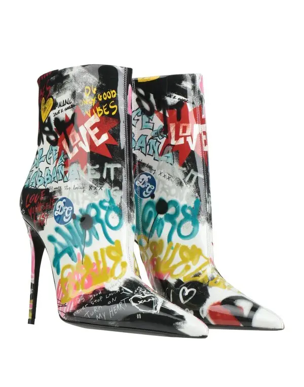 Dolce & Gabbana Printed Pointed Toe Zip Up Ankle Boots