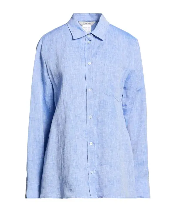 Max Mara Solid Color Linen Long Sleeve Shirt