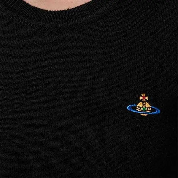 VIVIENNE WESTWOOD Round Neck Embroidered Short Sleeve T-shirt - Black