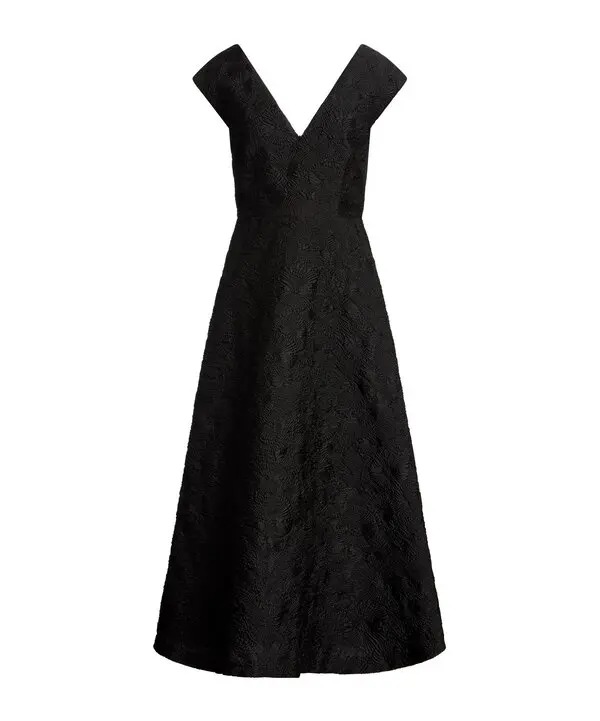 Max Mara Sleeveless V-neck Floral Dress - Black