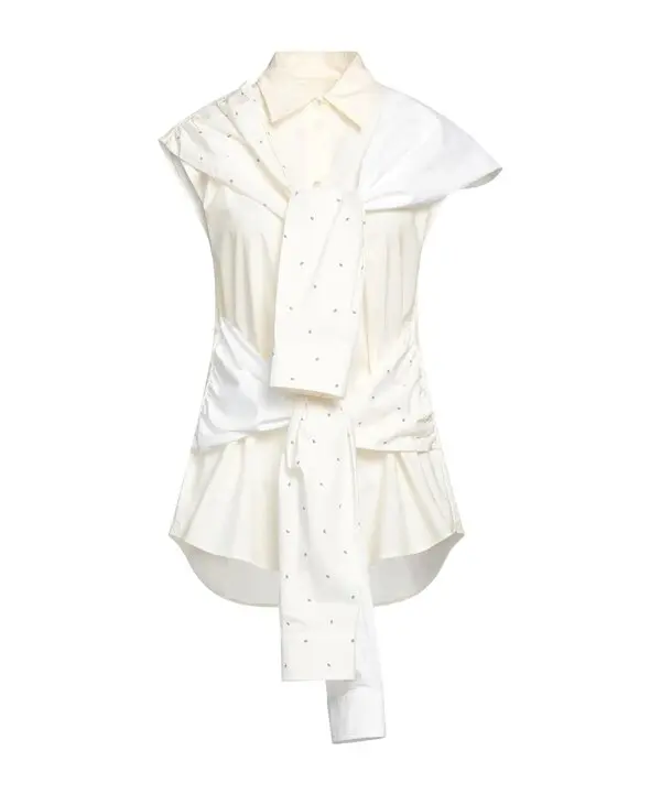 MAISON MARGIELA Two-tone Woven Shirt With Belt Detail - White