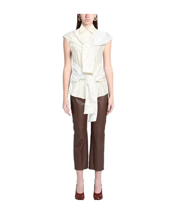 MAISON MARGIELA Two-tone Woven Shirt With Belt Detail