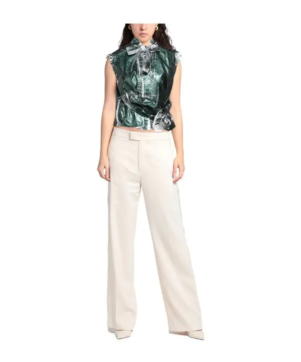 MAISON MARGIELA Sleeveless Metallic Bow Collar Blouse