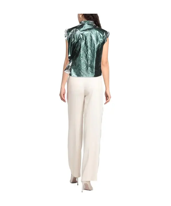 MAISON MARGIELA Sleeveless Metallic Bow Collar Blouse