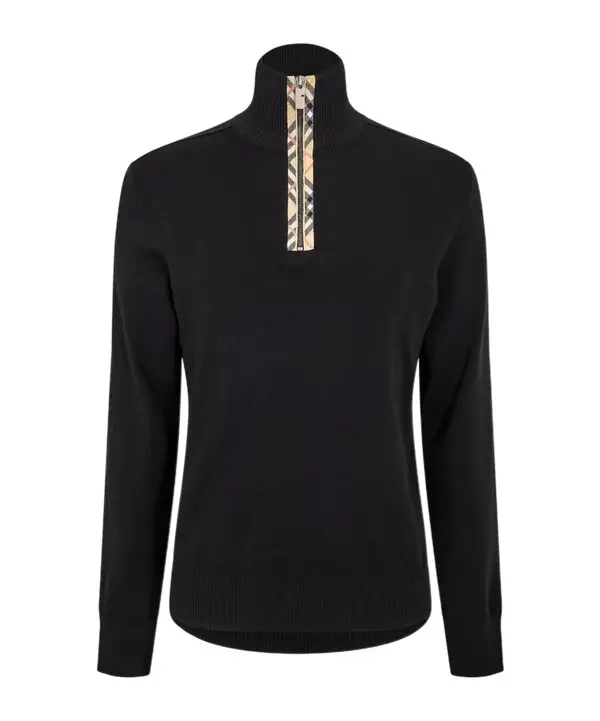 Burberry Knit Pullover With Zip Detail - Black