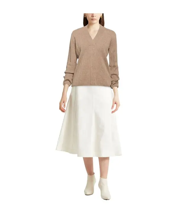 Max Mara Cashmere V-neck Jumper With Leather Trims